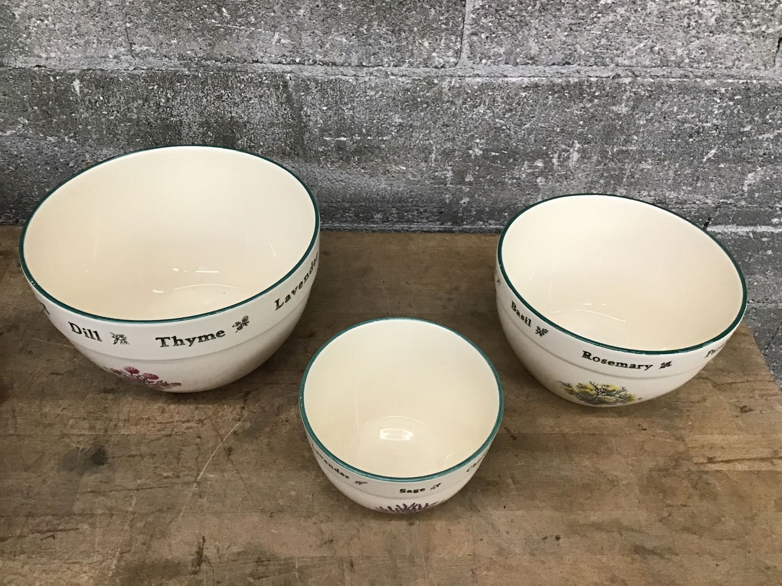 3pc Made in Portugal Herb Garden Mixing Bowl Set | Second Use Building ...