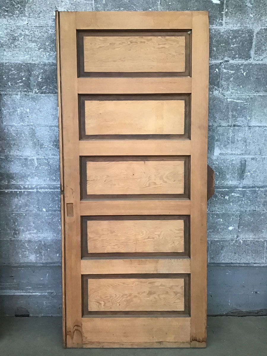 Vintage 37″ Solid Fir 5 Panel Pocket Door | Second Use Building ...