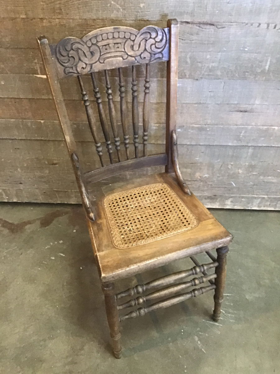 Vintage Oak Chair w/ Caned Seat | Second Use Building Materials and Salvage